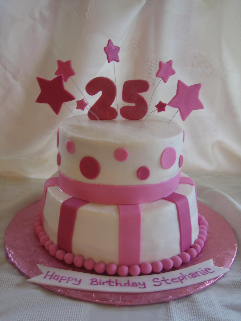 25Th Birthday Cakes 25th Birthday Cake 25th Birthday Cake With Fondant ...