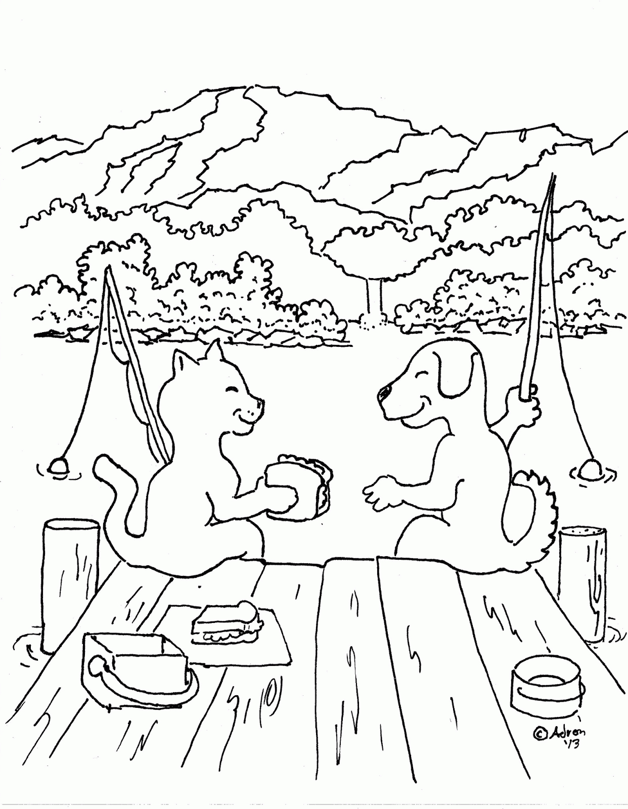 Dog And Cat Coloring Pages Dog And Cat Coloring Pages Simple Page ...