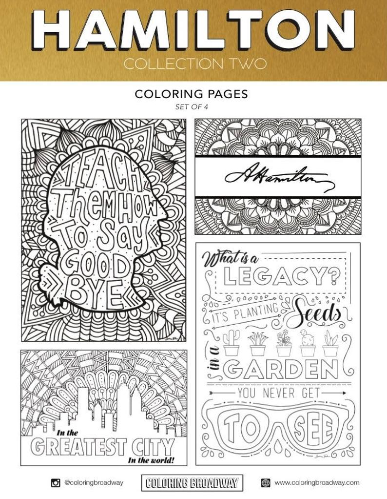 Hamilton Coloring Pages Hamilton Collection Set 2 Digital Download ...