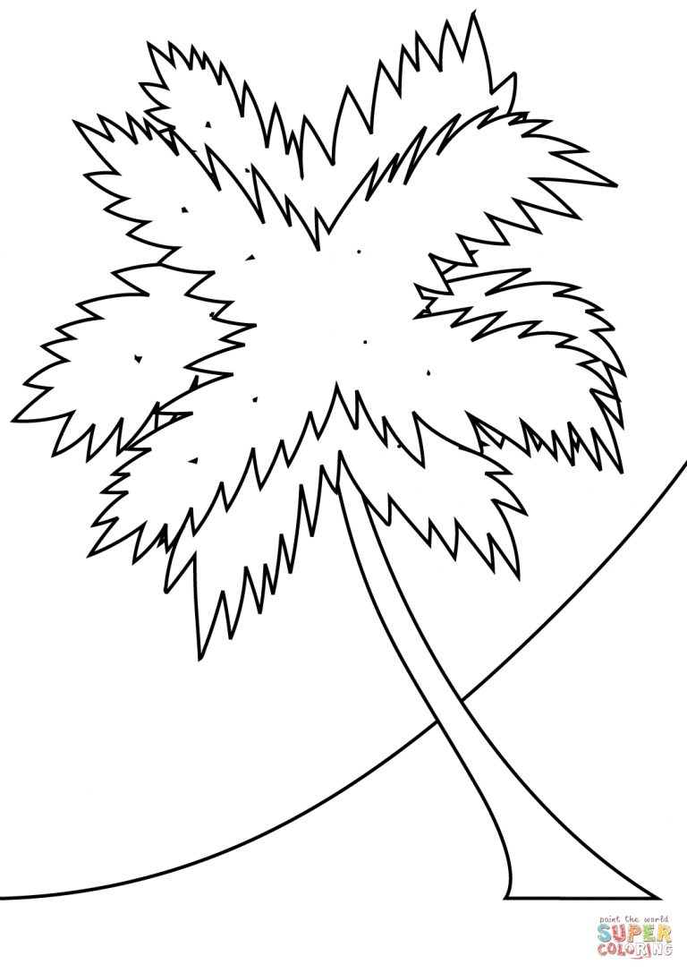 Palm Tree Coloring Pages Palm Tree On A Beach Coloring Page Free ...