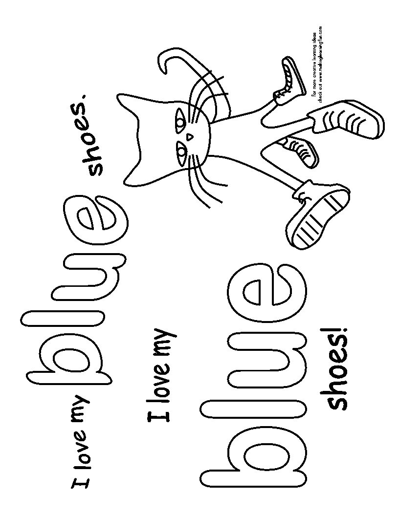 Pete Cat Shoes Shoe Template Coloring Sneaker Clipart Printable Pages ...
