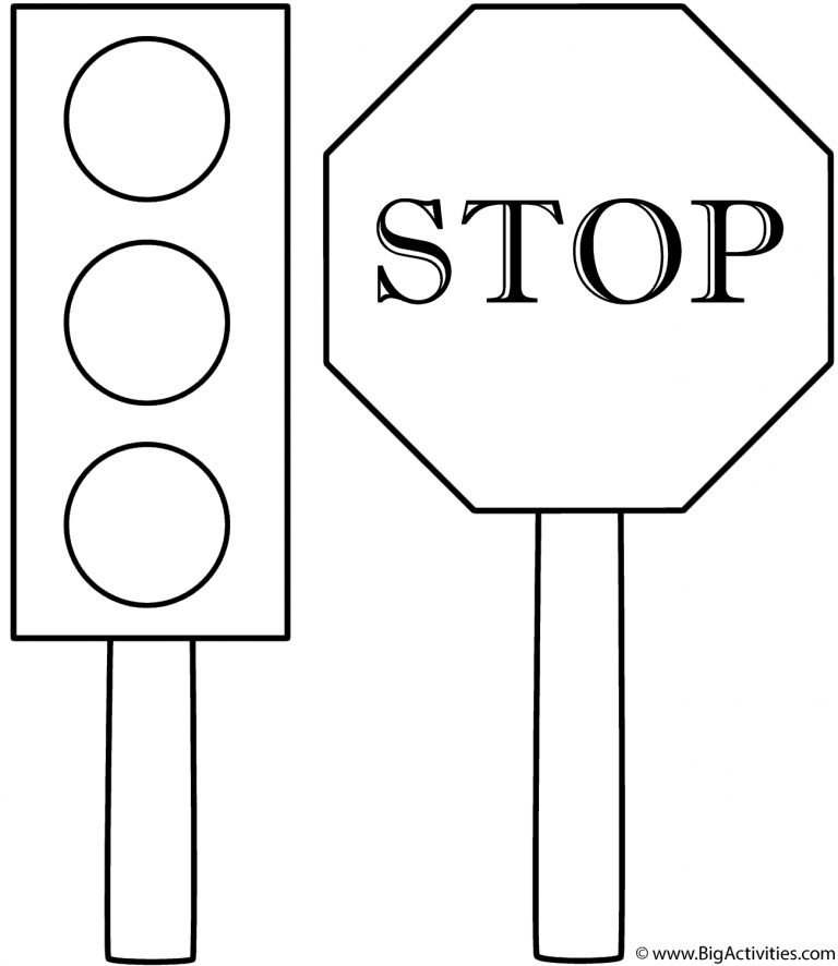Stop Sign Coloring Page Traffic Light And Stop Sign Coloring Page ...